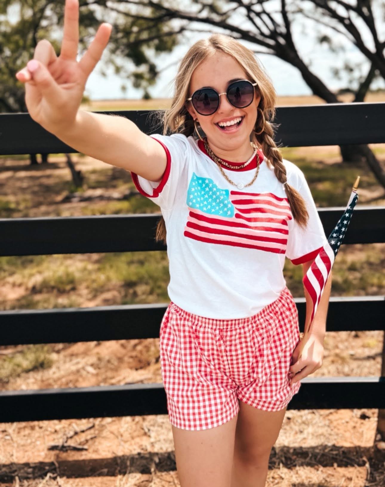 Flag Ringer Tee – Gene + Jane Clothing